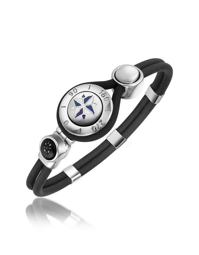 Windrose Stainless Steel and Rubber Bracelet – FORZIERI